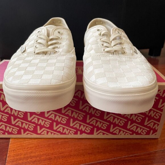 Vans | Shoes | Vans Sneakers Mens 3 Ivory Authentic Mono Checkerboard ...